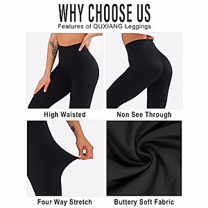 3 Pack High Waisted Leggings for Women No See Through Yoga Pants Tummy Control Leggings for Workout Running Buttery Soft (Black/Black/Black, S/M)