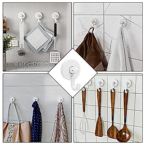 Adhesive Towel Hooks for Hanging, Dacall Self Stick Bathroom Mop Hooks 4 Packs Set, 540 Degree Rotation Holder, Heavy Duty Ceiling Hooks for Plants Towel Coat Hat Key Kitchen, Removable, White