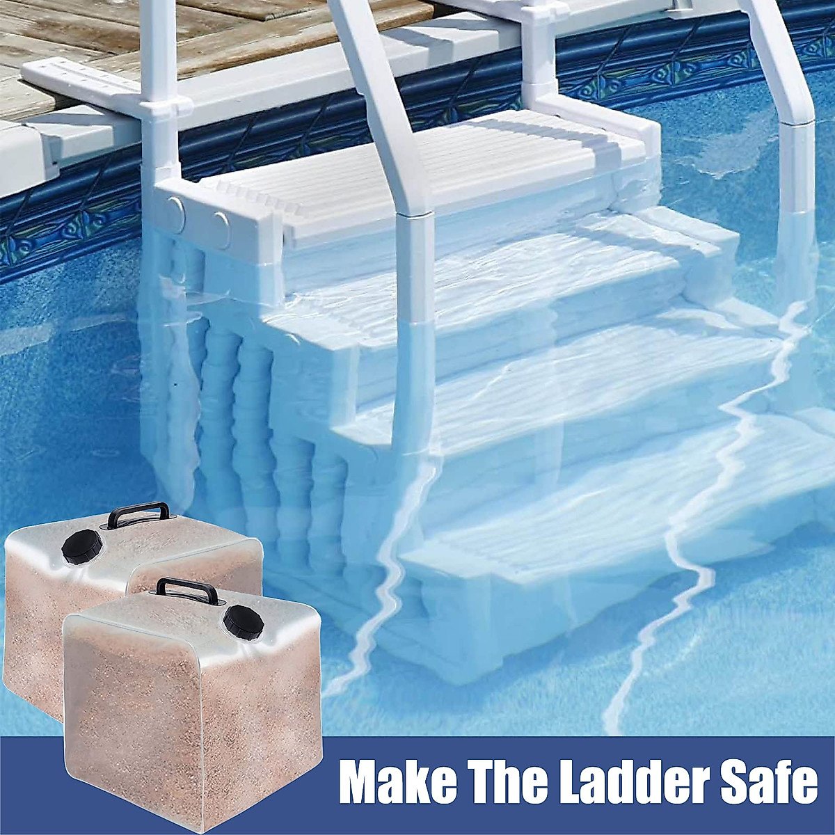2 Pack Pool Ladder Weights, Heavy Duty Plastic Swimming Pool Step Sand Bag, Anchor Pool Stair Weights for Above Ground Pool Entry Systems, (Sand Not Included)