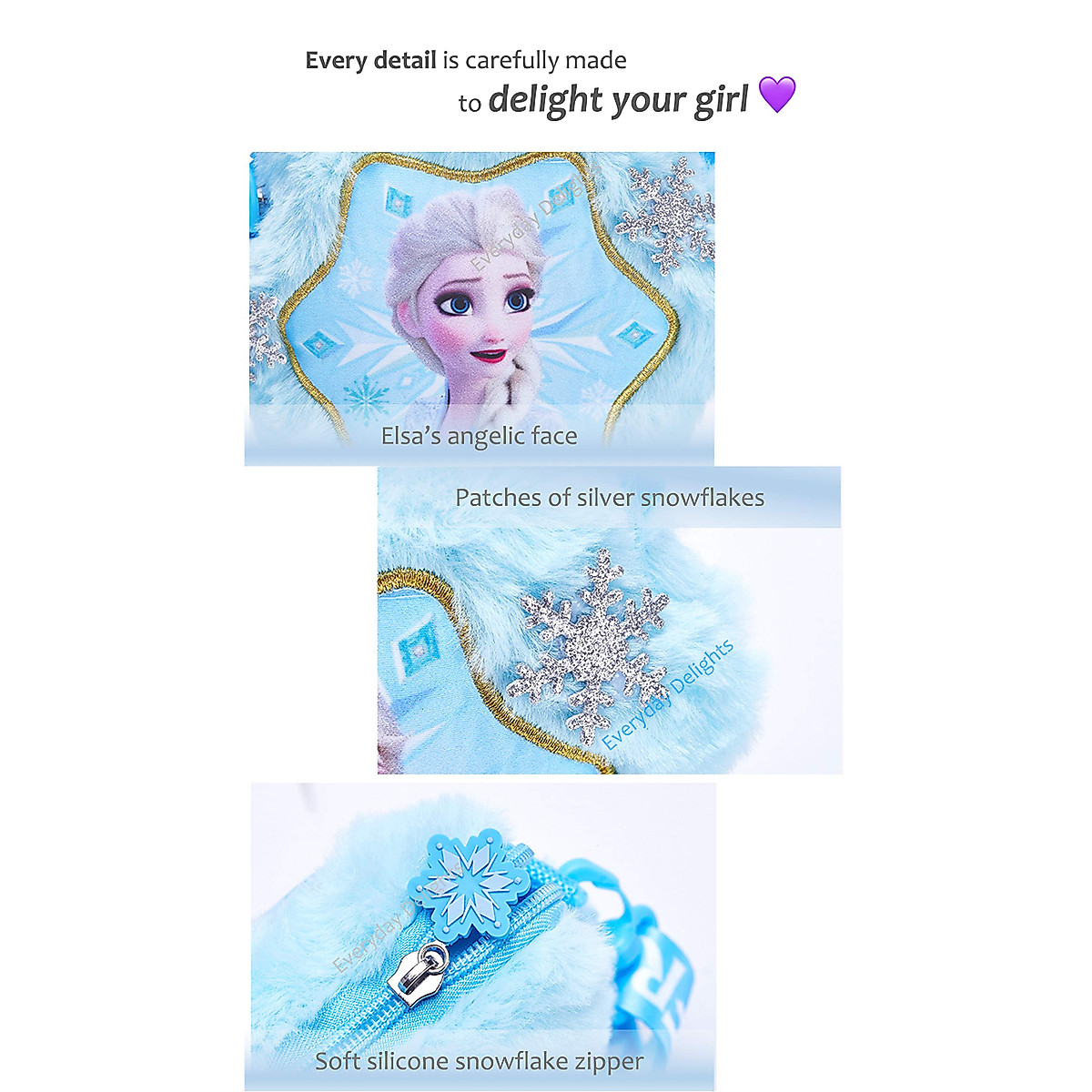 Frozen Elsa Plush Crossbody Shoulder Handbag in Snowflake Shape for Girls Kids Children – Pink