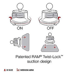 RAM Mounts X-Grip Phone Mount with Twist-Lock Suction Cup Base RAP-B-166-UN7U with Medium Arm for Vehicle Windshields