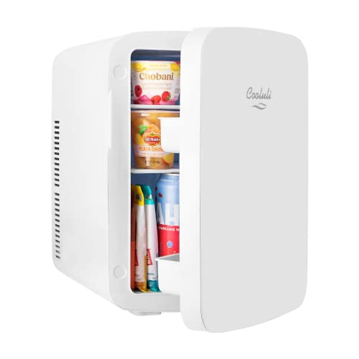 Cooluli 15L Mini Fridge for Bedroom, Car, Office Desk & College Dorm - 12V Portable Cooler & Warmer for Food, Drinks, Skincare - AC/DC Small Refrigerator with Glass Front, White