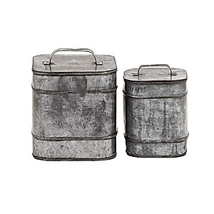Deco 79 Metal Square Box, Set of 2 8", 7"H, Silver