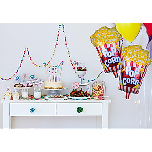 2pcs Popcorn Party Balloons Movie Night Party Balloons for Birthday Baby Shower Wedding Decoration 25.5 x 17.7 Inch