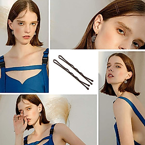 Laicky Bobby Pins, 200Count Brown Hair Pins Hairpins with Box for Women Lady Girls Kids Hair Pin Invisible Wave Hairgrip Barrette Hairclip Bulk Hair Accessories (Brown,2.2 Inch)