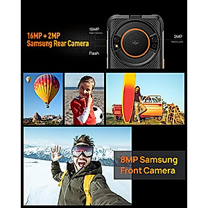 Ulefone Power Armor 16 Pro Rugged Smartphone, 9600mAh Battery, 122dB loudest Speaker, Android 12 4GB+64GB Rugged Phone, 16MP Rear Camera, Built-in Glare Flashlight, 5.93" HD+ Screen, Dual SIM 4G-Black