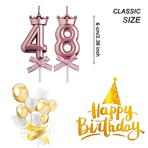 AOOLADA 48th 84th Birthday Candles, Rose Gold 84 48 Year Old Cake Topper Number Birthday Candles, Birthday Party Decorations Gifts for Women Men
