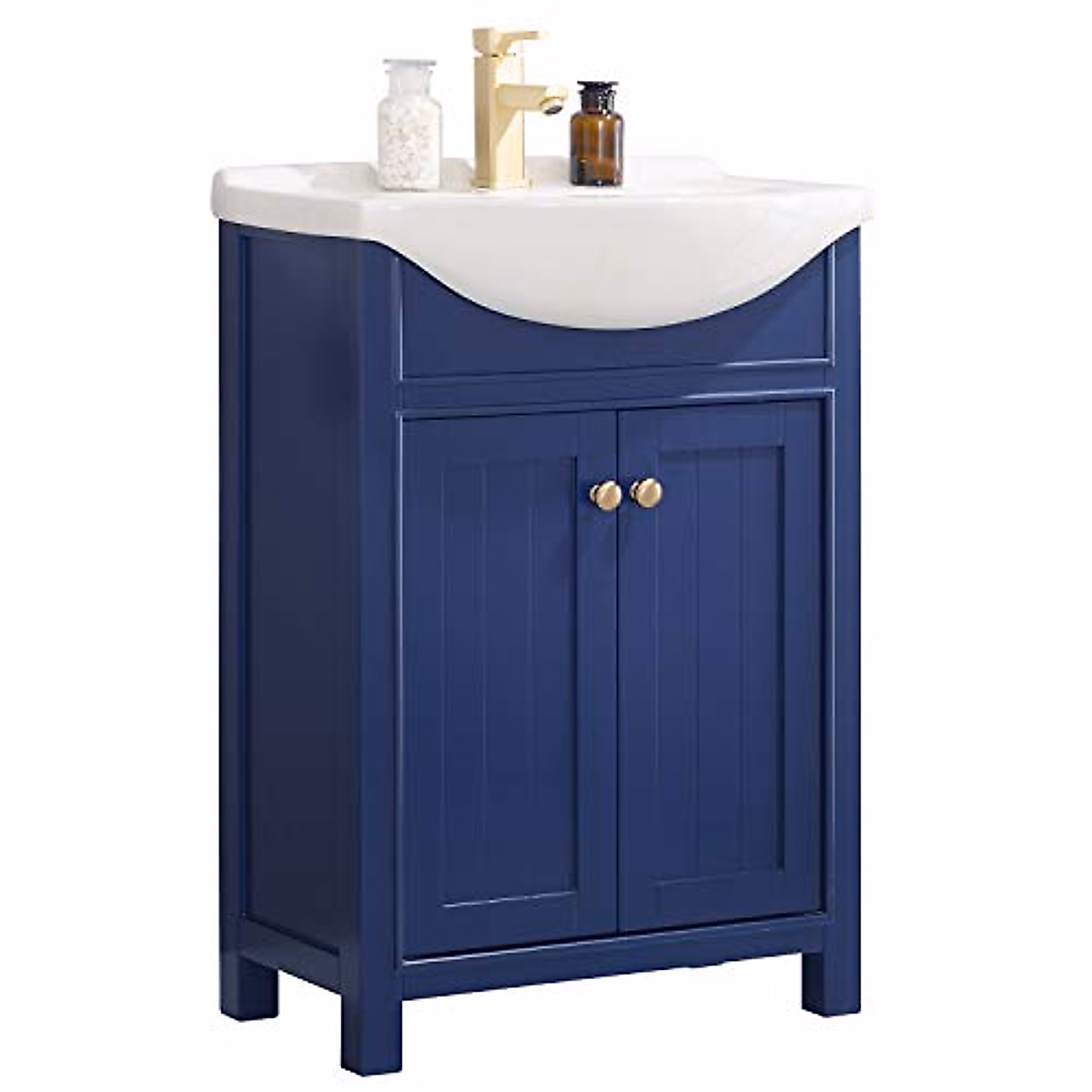 LUCA Kitchen & Bath LC24HBP Carson 24" Bathroom Vanity Set in Midnight Blue with Integrated Porcelain Top