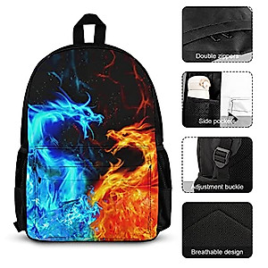 NELife Dragon Personalized Backpack Set of 3 Pieces (Pencil Case + School Bag + Lunch Bag Combination) (Dragon)