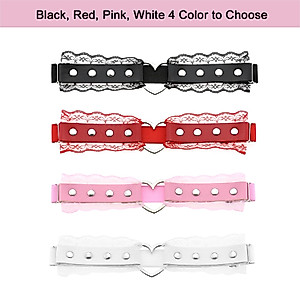 alisikee 2Pcs Adjustable Lace Heart-Shaped Thigh Garter, Elastic Leg Garters for Women, White