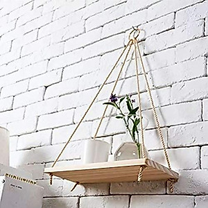 Cabilock 2 Pcs Rustic Floating Wall Shelves Wall Mounted Wood Shelf Spice Rack Flower Pot Sundries Organizer for Bathroom Office Laundry Kitchen S