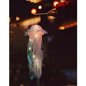 4Pcs 2023 New LED Colorful Jellyfish Lantern Lamp Decoration DIY Material Pack,Jellyfish nightlight, The Sea Hanging Lamp for Wedding Birthday Ocean Decor,Party Decorative,Gift for Kids Girls