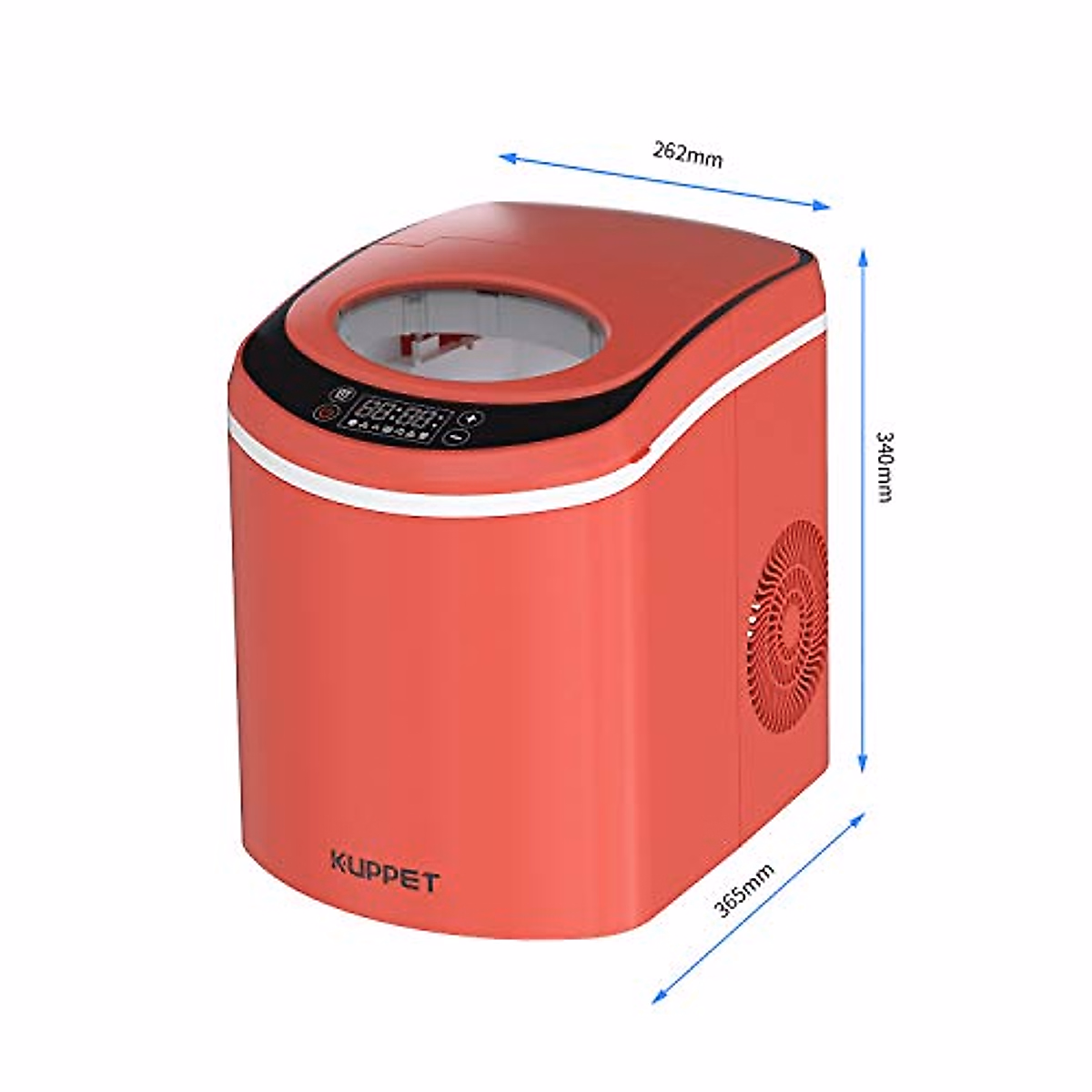 KUPPET Portable Ice Maker Machine for Countertop with LED Display Self-Cleaning Electric Ice Maker with Scoop and Basket, 9 Ice Cubes Ready in 6 mins, 26 lbs Ice in 24 hrs(Red)