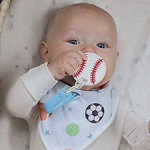 Silli Chews Teethers for Babies BPA Free - Silicone Baseball and Soccer Ball Baby Teether Toys 2" Sports Teething Gift Set