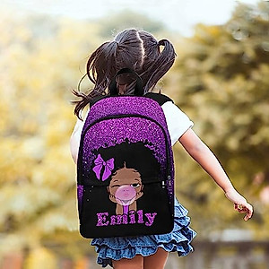 InterestPrint Personalized African American Afro Princess Bubble with Red Light Backpacks for Girls Backpack Kids School Book Bags Travel Laptop Daypack, Multi-Pocket