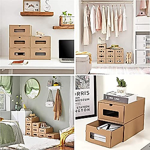 MYOYAY 10 Pcs Shoe Box Cardboard 13.7 x 9 x5.3 Shoe Boxes with Transparent Window Waterproof Stackable Storage Boxes Shoe Organizer for Shoes, Socks, Stationery, Toys, Underwear