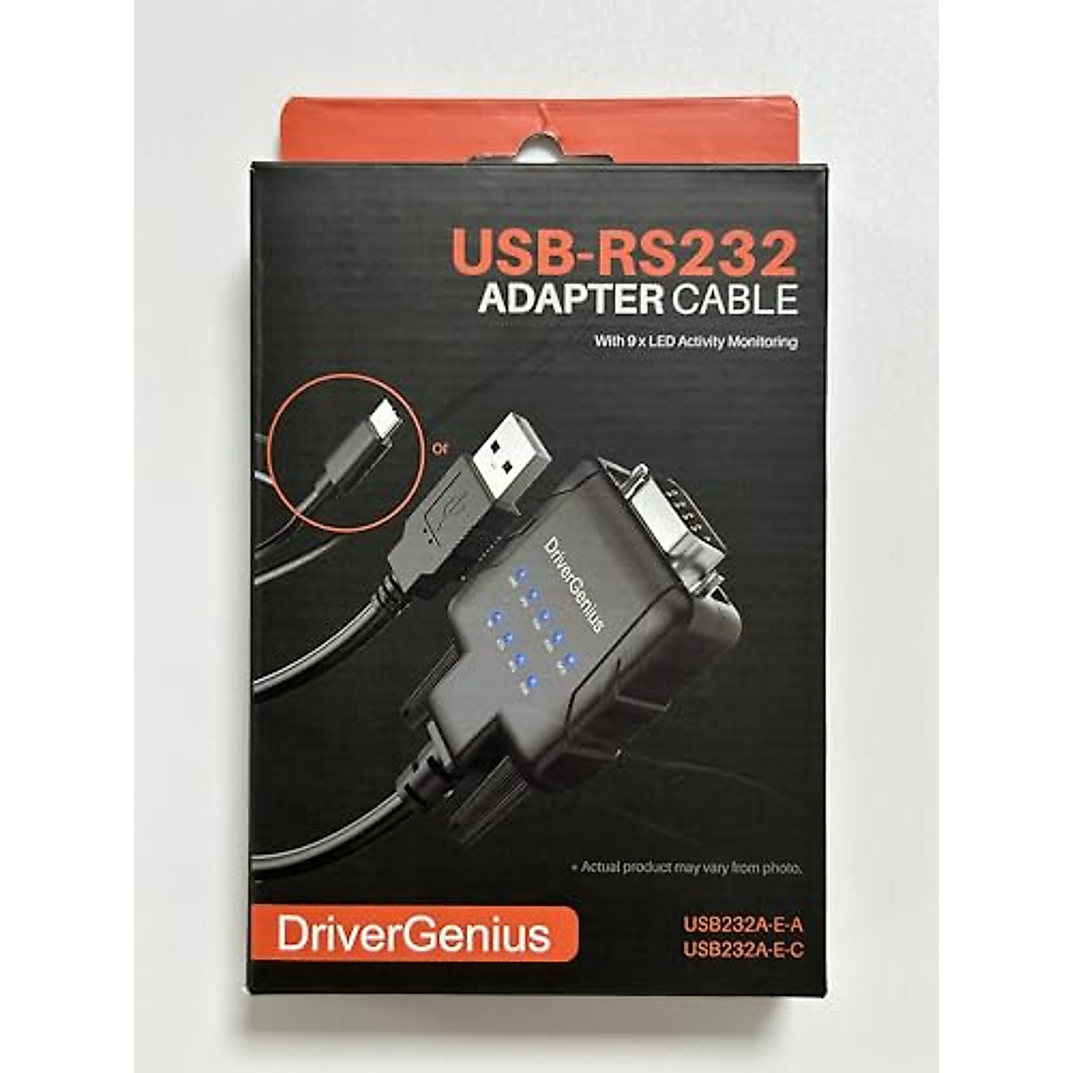 DriverGenius USB to Serial RS232 DB9 Adapter Cable with 9 x LED Indicators - Prolific PL2303 - Compatible with Windows 11, macOS Sequoia 15.1.1, Linux (USB232A-E-A, 3ft/1m)