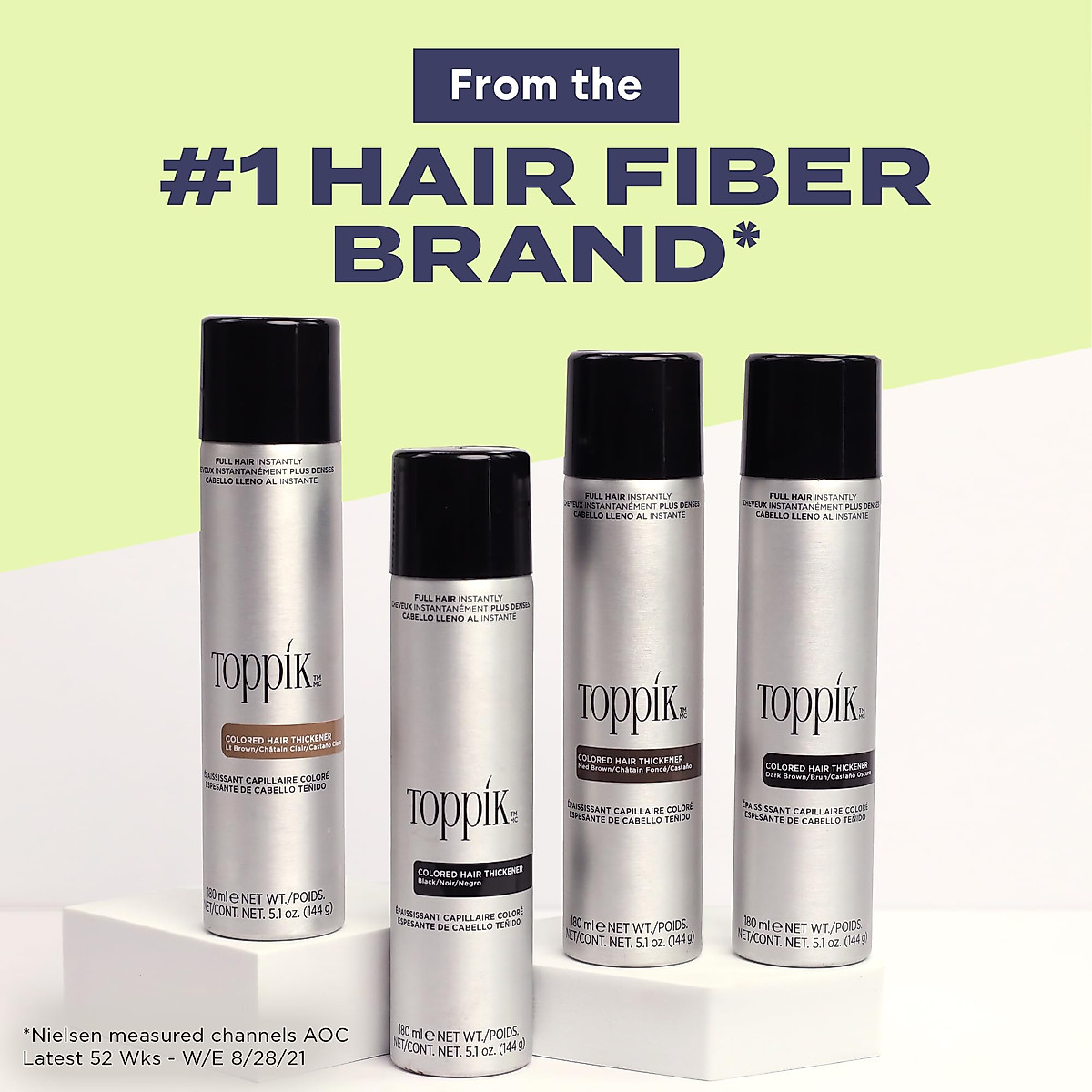 Toppik Colored Hair Thickener, Light Brown, Volumizing Root Touch Up Concealer Hair Color Spray, Colored Spray for Root Touch Up, Cover Up, Hair Thickening, Hair Building Fiber Spray, 5.1oz Spray