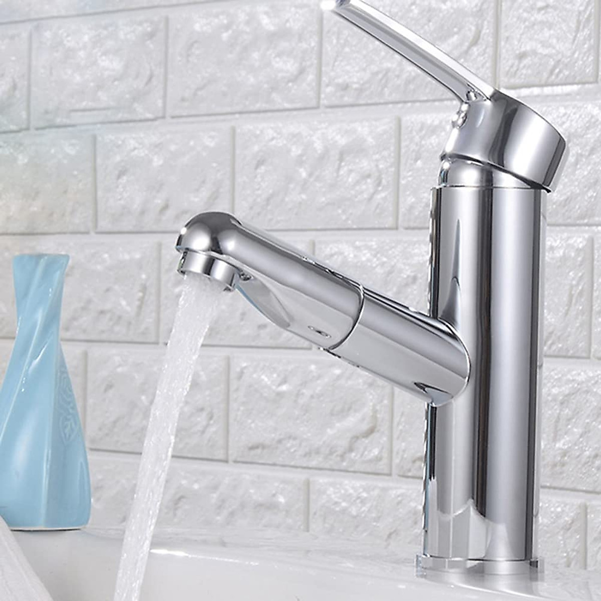 DOITOOL Kitchen Sink Faucet Stainless Steel Kitchen Faucet with Pull Down Sprayer Single Hole Pull Out Kitchen Faucets for Bathroom Bar Laundry