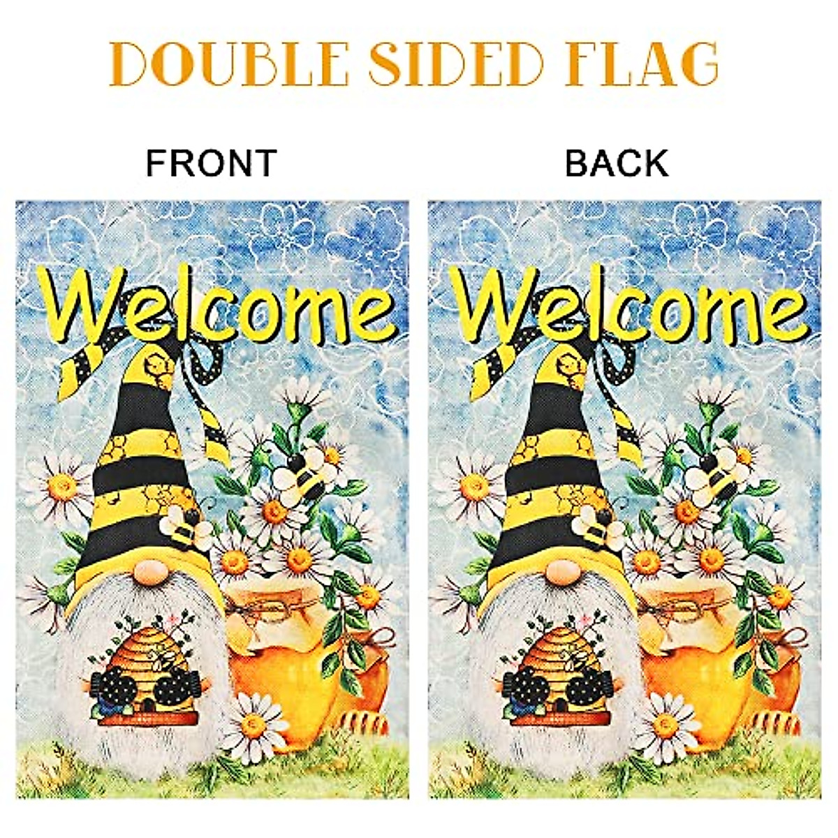 TC-JUNESUN Welcome Winter Dwarfs Garden Flag Burlap Vertical Double Sided Winter Garden Flag for Outside Farmhouse Seasonal Outdoor Flag 12x18 Inch