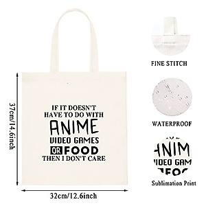 WCGXKO Anime Lover Gift Video Gamer Gift Foodie Gift Funny Tote Bag For Anime Fans Gamer Food Lover (Anime video Food2)