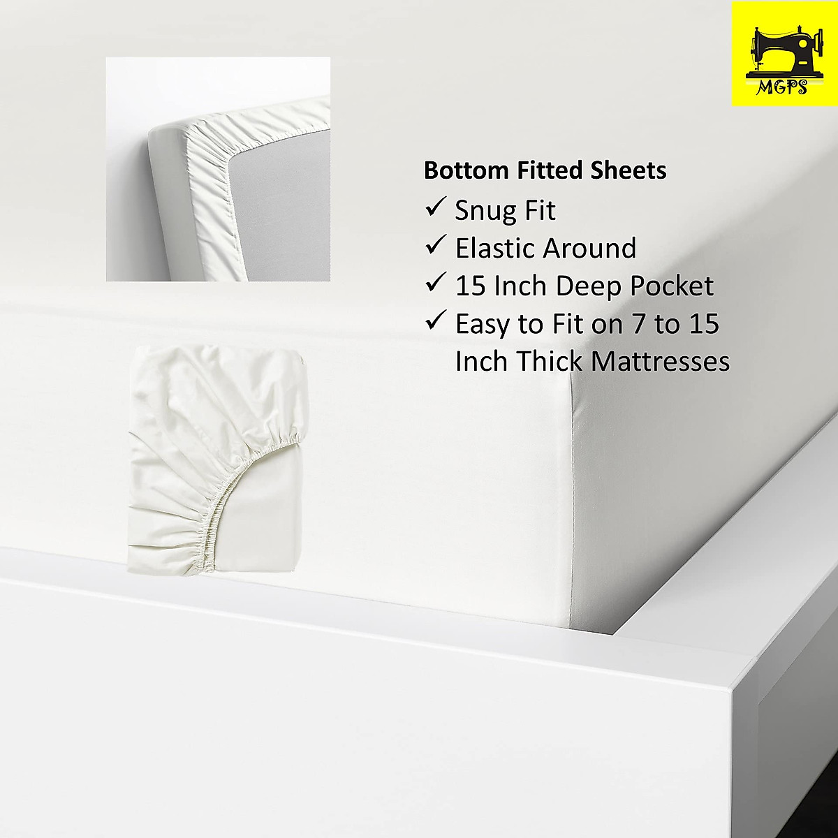 MGPS 400 Thread Count - 100% Pure Egyptian Cotton - 4 Piece Sheet Set, Fits Upto 15" Deep Pocket, Smooth & Soft Sateen Weave - |Queen, Chocolate Solid|