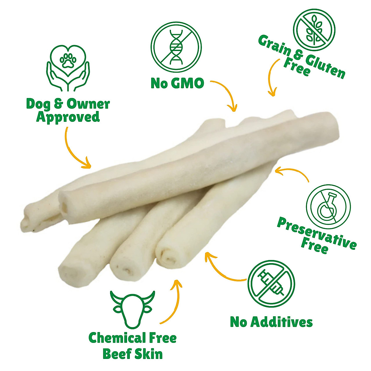 Lucky Premium Treats Plain Retriever Rawhide Sticks – All-Natural Rawhide Dog Treats for Large Dogs, Gluten Free Premium Large Dog Treats (14 Chews)
