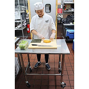 AmGood 18" X 48" Stainless Steel Work Table - with Open Base & Wheels | Food Prep | Utility Work Station | NSF Certified