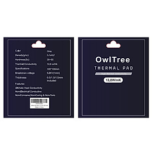 OwlTree 3 Pack Thermal Pad,100x100mm 0.5mm 1mm 1.5mm Highly Efficient Thermal Conductivity 12.8W/mK,Heat Resistant Silicone Grease Thermal Pads for Laptop Heatsink CPU GPU SSD IC LED Cooler