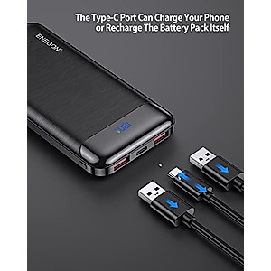 ENEGON 10000mAh Power Bank Fast Charging 12V/1.65A(PD 20W Max) with USB-C Wall Plug, Portable Chargers Slim Cell Phone External Battery Pack for iPhone 14 13 12 11 Pro Max Plus XR SE