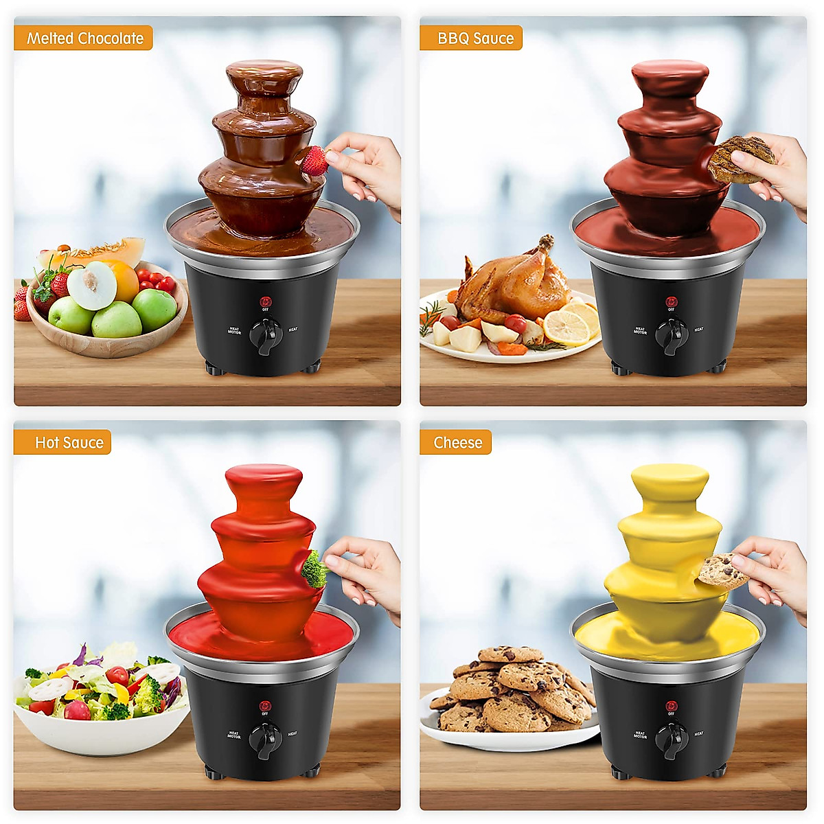 Chocolate Fondue Fountain,Plastic Chocolate Melt Dipping Machine Warmer 20oz 1.2 Pound,BPA Free 3 Tier Mini Melting Tower for Mother's Day Party,Christmas Party, Family Gathering,Wedding