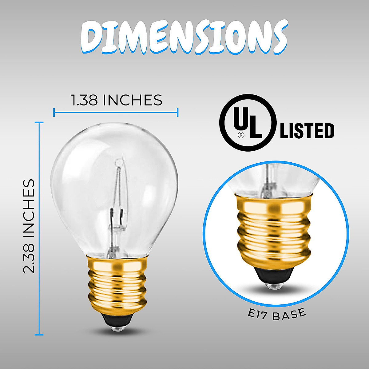 OHLECTRIC S11 Incandescent Glass Bulbs with E17 Base | 40W Dimmable Light Bulb | 2700K, 370 Lumens - Great for Outdoor Use | Warm White, 10-Pack