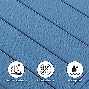 Meluvici Double Adirondack Outdoor Side Table Weather Resistant, Outdoor Rectangular Patio End Table for Adirondack Chair, Dark Blue