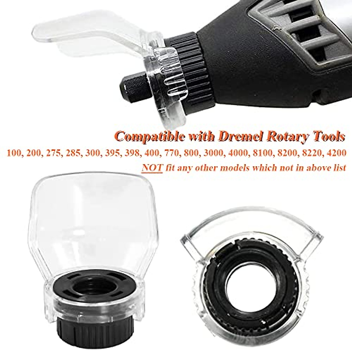 Bestgle 4 pcs Rotary Tool Shield Attachment, Safety Protective Cover Transparent Cover Shield Kit Accessories Wood Metal Cutting Sanding Polishing for Rotary Grinder