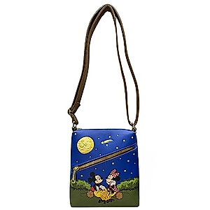 Loungefly Mickey, Minnie, & Friends Camping Scene Crossbody Passport Bag