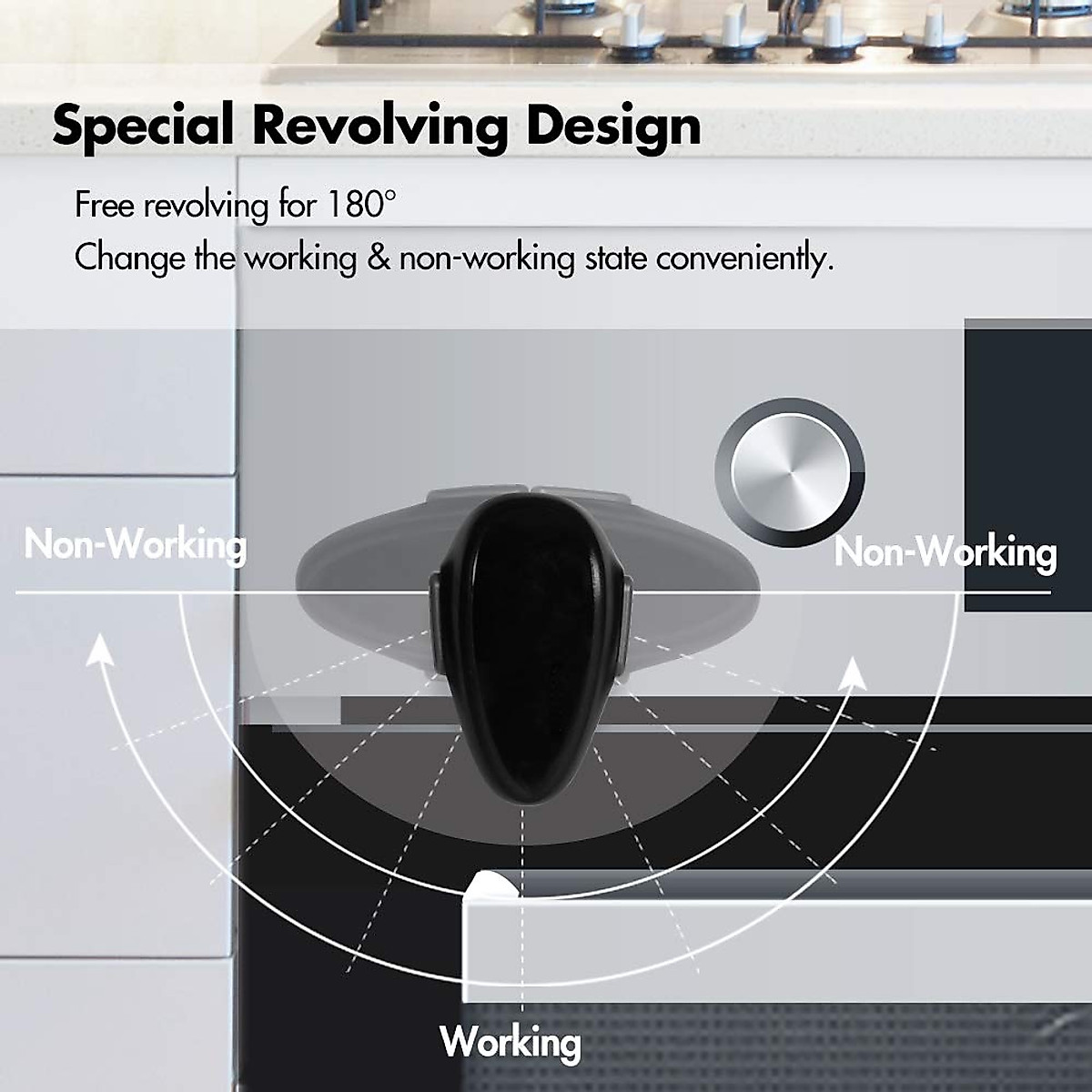 EUDEMON 1 Pack Oven Door Lock(Black) & 1 Pack Wider Applocation Freezer Lock(Grey) Bundle