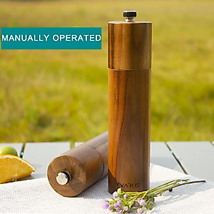 Yvake Wooden Salt and Pepper Grinder,8 Inch Manual Salt and Pepper Mill, Adjustable Coarseness and Refillable,Acacia Wood Pepper shakers for your kitchen