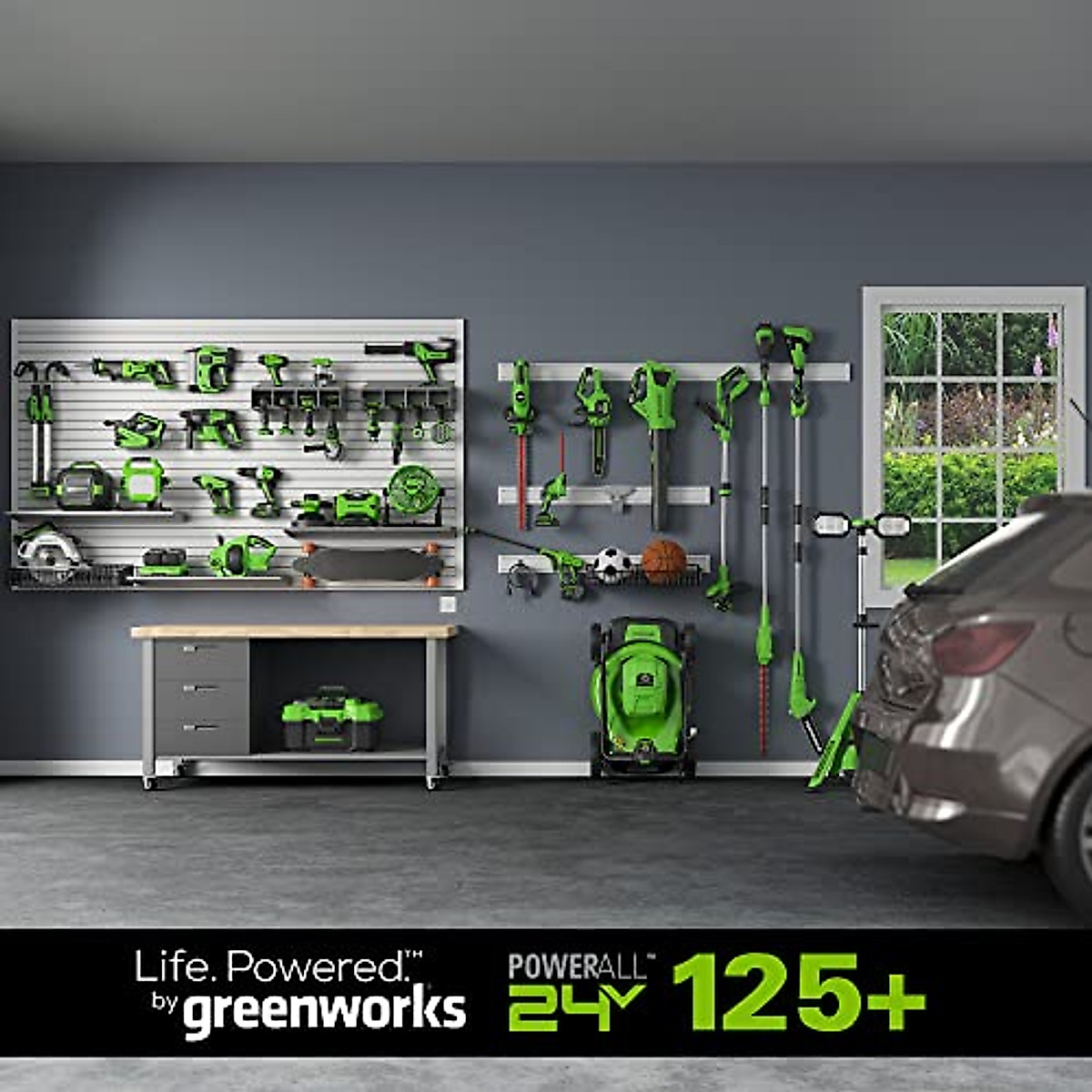 Greenworks 2 x 24V (48V) 21" Brushless Cordless Self-Propelled Lawn Mower, (2) 5.0Ah USB Batteries (USB Hub) and Dual Port Rapid Charger Included