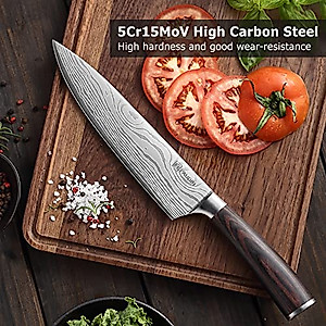 PAUDIN Chef Knife, 8 Inch High Carbon Stainless Steel Sharp Kitchen Knife with Ergonomic Handle, Gift Box for Family & Restaurant