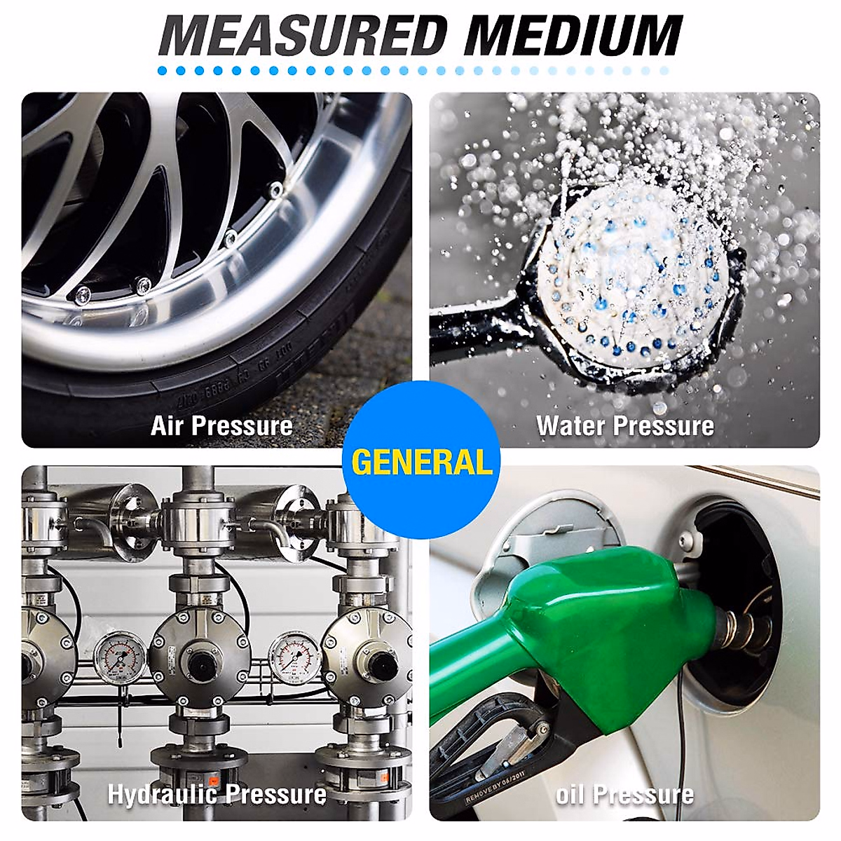 MEANLIN MEASURE 0-100Psi 2" DIAL FACE 1/4" NPT Well Pump Pressure Gauge, with 1/4" x 1/2" NPT and 1/4" x 3/8" NPT Hex Bushing, 3-2-3% Accuracy,Lower Mount