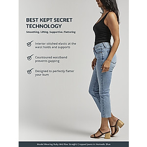 JAG Jeans Women's Petite Ruby Mid Rise Straight Leg Jeans, Thorne Blue, 4 Petite