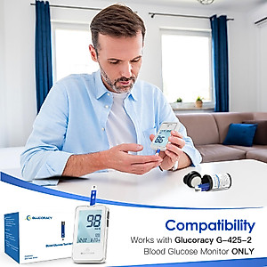 Glucoracy 300 Counts Blood Glucose Test Strips, Only Works with Glucoracy G-425-2 Blood Sugar Monitor, Self Diabetes Blood Glucose Home Monitoring, 6 Vials 50 Pieces Per Vial