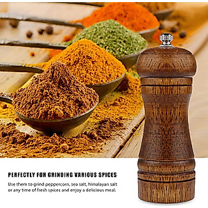 Pepper Grinder - 5 inch Pepper Mill Pepper Grinder Refillable Oak Salt and Pepper Grinder Set Sea Salt grinder Ceramic Pepper Mill Grinder Adjustable (1 Pack)