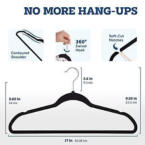 Generic Non-Slip Velvet Hangers - Suit Hangers Ultra Thin Space Saving Swivel Hook Strong and Durable Clothes Hangers Hold Up-to 10 Lbs, for Coats, Jackets, Pants, Dress Clothes - 30 Pcs - Black