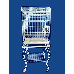 Large 57-Inch Open Square Plays Top Parrot Lovebird Cockatiel Cockatiels Parakeets Cage with Removable Rolling Stand