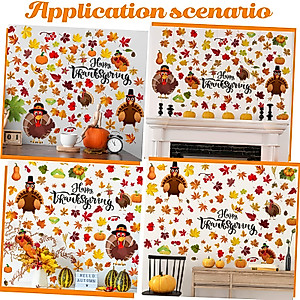 142 Pcs Fall Wall Decals Thanksgiving Wall Stickers Autumn Leaves Decoration Turkey Decals Maple Leaves Wall Decor for Home Window Living Room Bedroom(Autumn Style, 142 Pcs)