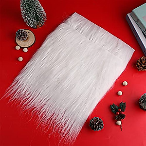 Lusofie 5Pcs White Fur Fabric 10 x 10 Inch Faux Fur Fabric Square Shaggy Fur Fabric Patches White Fur for Craft Chair Cover Seat Cushion Pad Costume Sewing Gnomes Christmas Decors