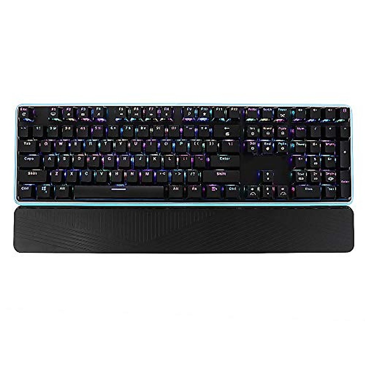Teerwere Gaming Keyboard Ergonomic Design 108 Key RGB Side Backlit Mechanical Gaming Keyboard with Wrist Pad ABS Keycaps Mechanical Gaming Keyboard (Color : Black, Size : Brown Switch)
