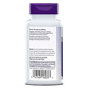 Natrol Cranberry 430 mg per serving, Cranberry Supplement for Womens Health, 30 Capsules, Up to a 15 Day Supply