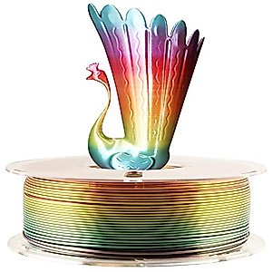 Silk Shiny Fast Color Gradient Change Rainbow Multicolored 3D Printer PLA Filament - 1.75mm 3D Printing Material 1kg 2.2lbs Spool, Widely Compatible for FDM 3D Printer with One Bottle Tool by TTYT3D